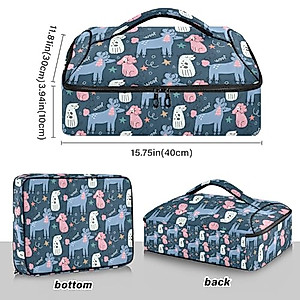 Kcldeci Insulated Thermal Food Carrier Insulated Casserole Carrier for Hot or Cold Food,Poodles on A Blue Insulated Tote Bag for Potluck Cookouts Parties Picnic,Lasagna Lugger
