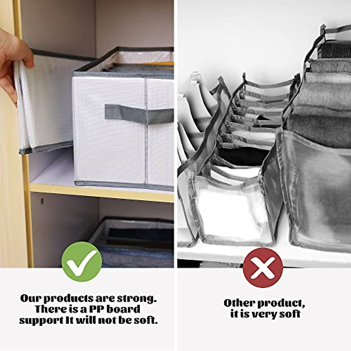 Clothes Drawer Organizers, Clothes Organizer for Folded Clothes, Nursery Dresser Drawer Organizers, Wardrobe Clothes Organizer,Pants Organizer, Bedroom Organization Storage (Small*2)