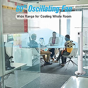 Tower Fan 80° Oscillating Fan 43 Inch Standing Fan with Remote, 3 Speeds & 3 Modes Tower Household Fans LED Display, 7H Timer, Bladeless Fan, Standing Floor Fans for Home Bedroom Office Use