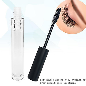 10ml Empty Mascara Tube, Eyeliner Tube and Lip Gloss Tubes,Black Eyelash Cream Container Bottle with Funnels Transfer Pipettes(3pcs)