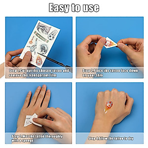 KINBOM 69pcs/10 Sheets Soccer Temporary Tattoos for Kids and Adults, Motivational Tattoo Stickers for Soccer Game Football Tattoos Temporary for Soccer Themed Party Birthday Party Favors