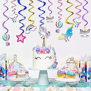 Unicorn Hanging Swirls - 21PCS Rainbow Unicorn Birthday Decorations Ceiling Streamers for Girls Birthday Party Supplies Unicorn Theme Hanging Decor