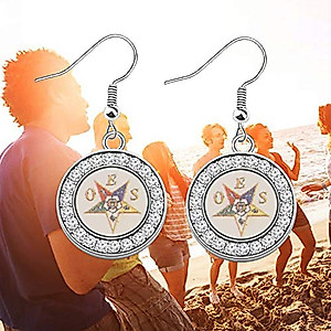 SEIRAA Order of The Eastern Star Sorority Gift OES Symbol Hook Earrings, OES Charm Bracelet for Her