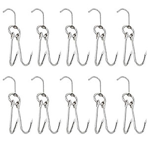 YARDWE 10Pcs Poultry Hanging Hook Stainless Steel Pork Hooks Meat Hook Heavy Duty for Bacon Roast Duck BBQ Grill Hanger Cooking Tools
