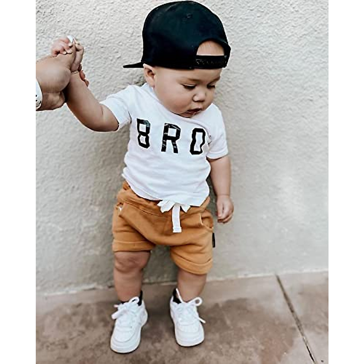 Newborn Baby Boy Clothes Summer Short Sleeve T-shirt Tops Solid Color Shorts 3 6 9 12 18 Months Boy Casual Outfits (Bro White, 18-24 Months)