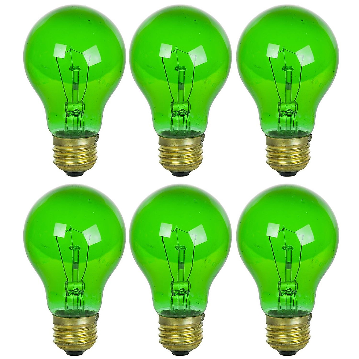 Sunlite Incandescent 25 Watt A19 Green Transparent Light Bulb 6 Pack
