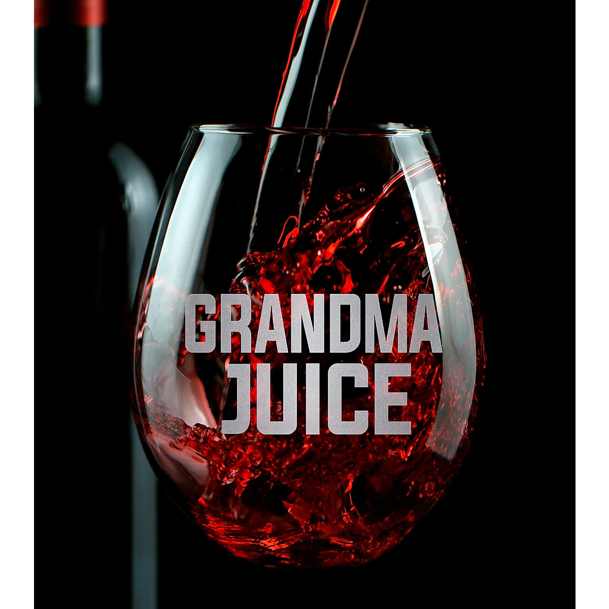 Promotion & Beyond GRANDMA JUICE Stemless Wine Glass - Funny Gift for Grandmother From Daughter Son Husband - Mother's Day
