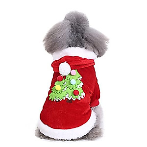 Ornaous Cute Dog Cat Christmas Hoodie, Pet Xmas Tree Cosplay Costume, Puppy Fleece Outfits Warm Clothes（M Size）