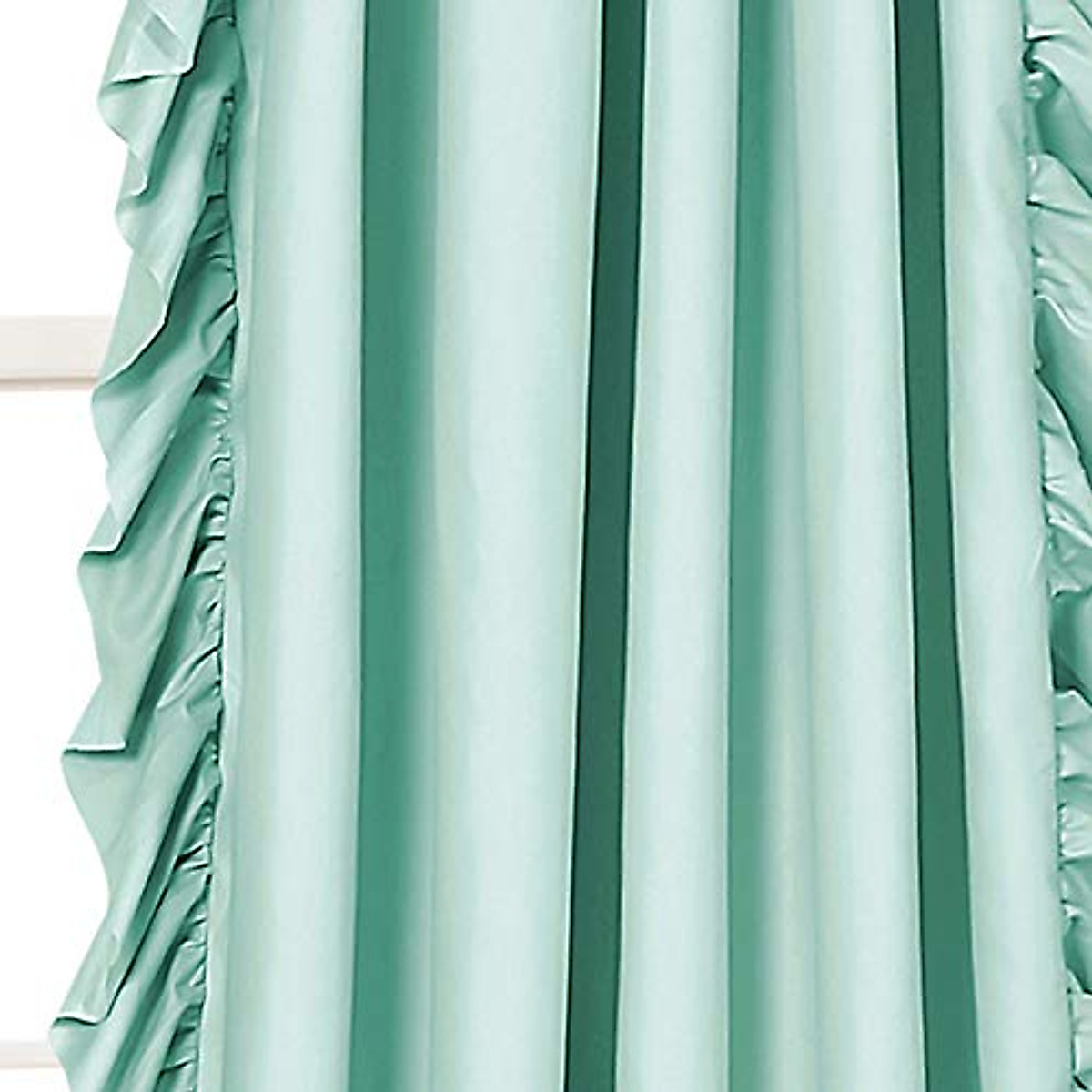 Lush Decor Reyna Ruffle Window Curtain Panel Set, Pair, 54" W x 84" L, Light Blue - Flowy Curtain - Romantic Ruffle Curtains for Bedroom, Living room, or Dining Room - Farmhouse & Cottage Home Decor