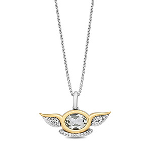 Jewelili Star Wars™ Fine Jewelry Grogu™ Women's Pendant 1/10 Ct.Tw. Diamonds and Green Amethyst, 10K Yellow Gold and Sterling Silver