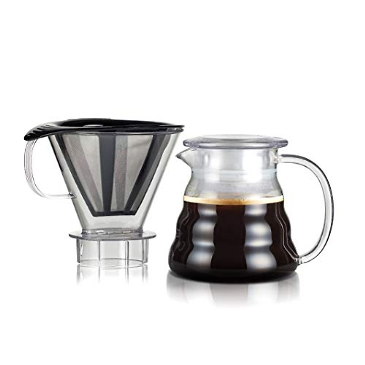 Bodum Melior Pour Over Borosilicate Glass Coffee Dripper with Carafe Lid and Stainless Steel Filter, 20 Ounce, Clear