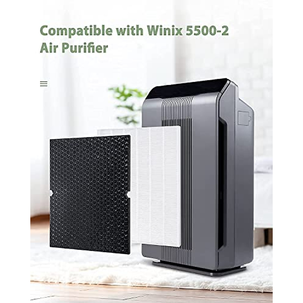 2-Set 5500-2 Air Purifier Replacement Filter for Winix 5500-2, H13 True HEPA Filter & Activated Carbon Filter Kit, Replace 116130 Filter H