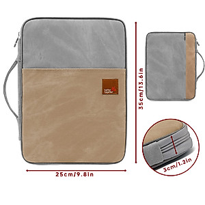 Mygreen Zipper Portfolio Organizer A4 Note Pouch-Waterproof Document Bags/Zipper Binder/Paper Case Khaki and Grey