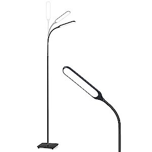 sympa LED Floor Lamp, Super Bright Dimmable LED Lamps for Living Room, Standing Lamp with Adjustable Gooseneck, Touch Control, Stable Base Floor Lamps for Bedroom Office (Black)