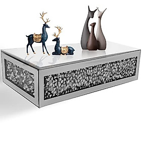 LXARTZJ Diamond Crystals Wall Rack Mirror Crushed Diamond Decorative Wall Shelf for Home Decoration Crystal Diamond Wall Art Decor Accent Piece Showcase