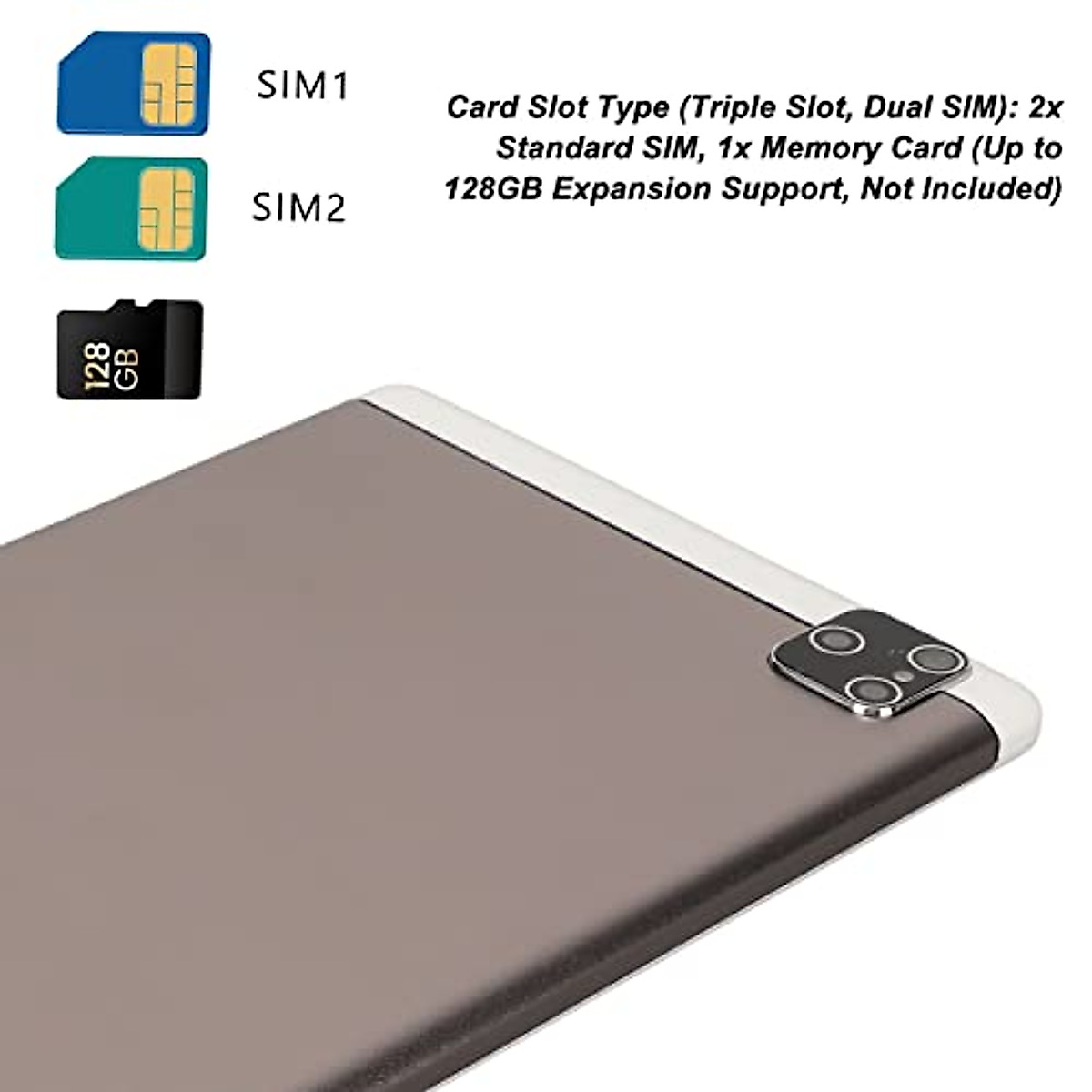 8.1 Inch Kids Tablet, Android 10 Gaming Tablet, 4GB RAM 64GB ROM, HD Eyes Protection Display, 128GB Expand, 2MP+5MP Dual Camera, 2.4G/5G WiFi, 3G Network, 5000mAh Battery