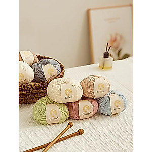 Gisimo 100% Merino Wool Yarn, 6-Ply Luxurious and Soft Yarn for Hand Knitting & Crocheting, 1.76 OZ/50g, 127 yds/116 Meters (Morandi Blue, 1 Ball)