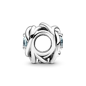 Pandora March Sea Aqua Blue Eternity Circle Charm Bracelet Charm Moments Bracelets - Stunning Women's Jewelry - Gift for Women - Made with Sterling Silver & Man-Made Crystal