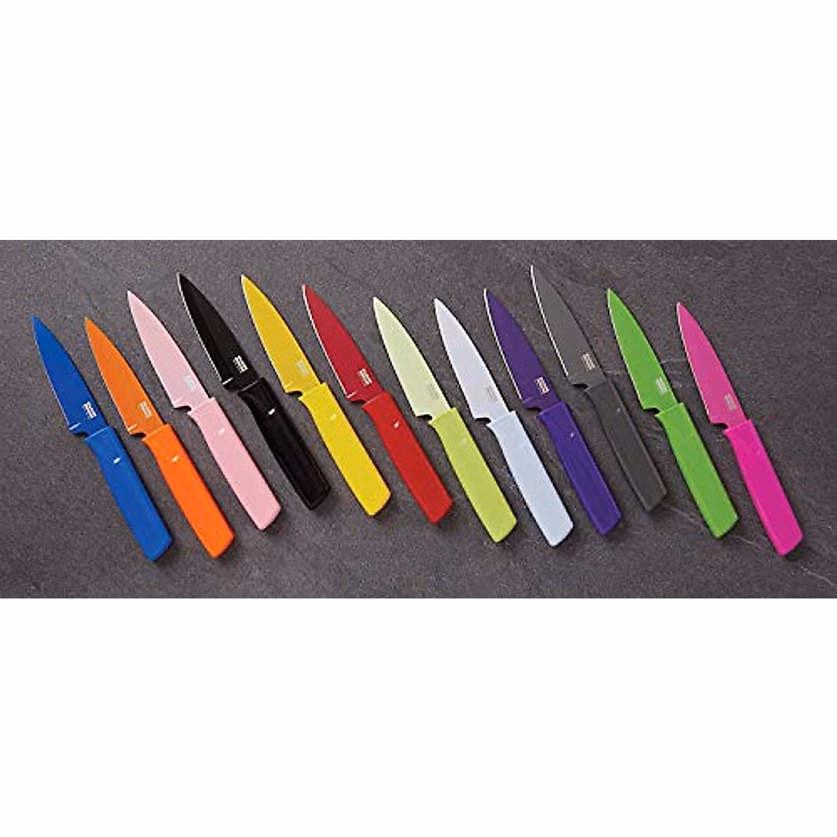 KUHN RIKON COLORI Non-Stick Serrated Paring Knife with Safety Sheath, 4 inch/10.16 cm Blade, Red