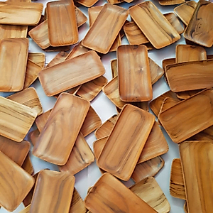 Cozinest Serving Platter Teak Wood – Rectangular Serving Tray 5 x 10 inches Party Wooden Platters Wood Tray for Display Fruit Snacks Dessert Appetizer Sushi Food Decorative (Natural Wood 1)