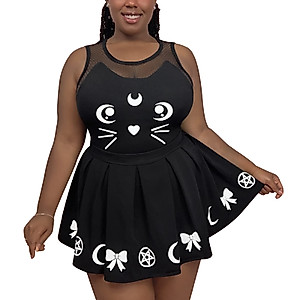 Littleforbig Cotton Romper Onesie Pajamas Bodysuit - Luna Onesie Skirt Set S Black