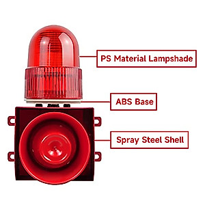 Industrial Sound and Light Alarm Siren - LED Strobe Warning Light 120dB Loud Horn Outdoor Security Siren 25W AC110V