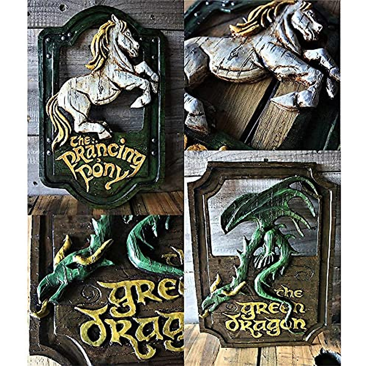 Lord of The Rings The Prancing Pony and The Green Dragon Pub Signs Set, Funny bar Signs, Pub Bar Home Decorative Wall Sign and Plaques for Front Door Hanging Sign