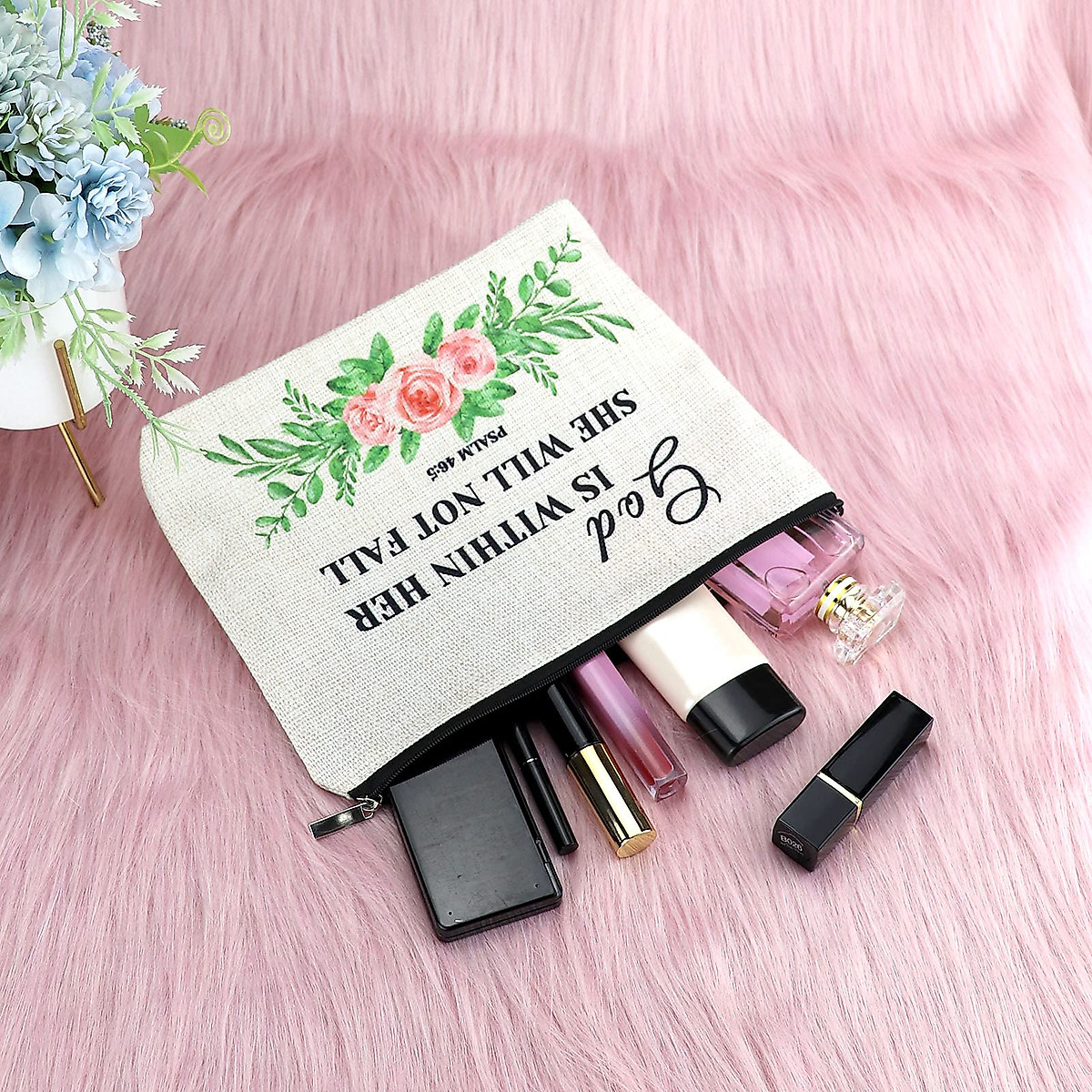 Sfodiary Motivational Gift for Women Makeup Bag Religious Gift for Sister Bible Verse Gift Cosmetic Bag Birthday Gifts for Friend Encouragement Graduation Christmas Gift Travel Cosmetic Pouch