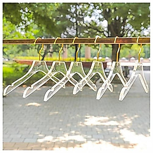 GAMVDOUT 10 Pcs Clear Acrylic Hanger Crystal Clothes Hanger with Gold Hook Non-Slip Transparent Formal Dress Standard Hanger