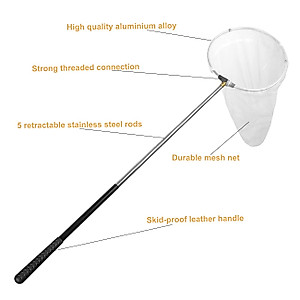 Trasfit Insect and Butterfly Net with 12" Ring, Net Handle Extends to 59 Inches for Adults & Kids