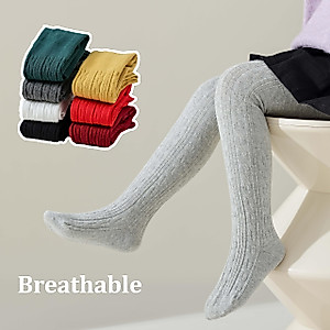 Marchare Baby Girls Tights Thick Solid Cable Knit Leggings Winter Warm Stockings For Toddler Girls 0-3 months Black/Ivory White/Pink 3 Pack