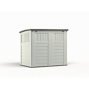 Suncast Horizontal Outdoor Storage Shed for Backyards and Patios 34 Cubic Feet Capacity for Garbage Cans, Tools and Garden Accessories, No Size, Vanilla