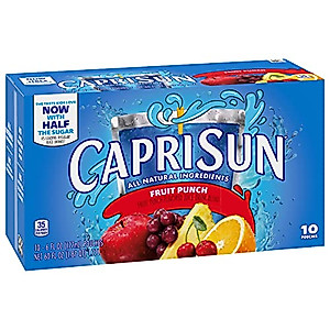 Capri Sun Fruit Punch Flavored Juice Drink, 6 Fl Oz Pouches, 10 Pack