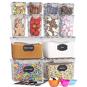 Chef's Path Airtight Food Storage Containers for Pantry Organization and Storage (12 PC Set) - BPA Free Baking Storage Containers Set- Kitchen Bulk Food Canisters for Sugar, Flour & Baking Supplies