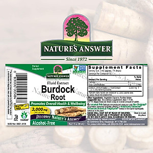 Nature's Answer Alcohol-Free Burdock Root 2000mg 1oz Extract | Herbal Supplement | Promotes Overall Wellbeing | Gluten-Free, Non-GMO, Vegan, No Artificial Flavors or Preservatives | Single Count