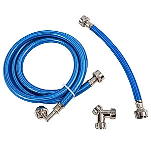 Steam Dryer Hose Install Kit (6 FT) - 3-Layer PVC Coated Stainless Steel - Burst Proof - Universal Fit to All Steam Dryer Brands - Includes 90 Degree Elbow, 1 Foot Inlet and Y Connector