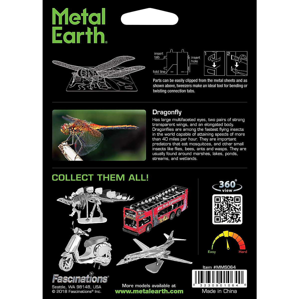 Metal Earth Dragonfly 3D Metal Model Kit Bundle with Tweezers Fascinations