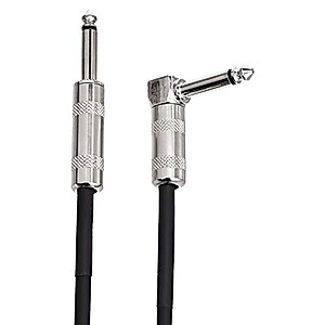 Amazon Basics 1/4 Inch Right-Angle Instrument Auxiliary Cable, 20 Foot, Black