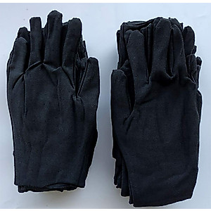 BesYouSel 6 Pairs Cotton Gloves Black Cotton Gloves Soft Cotton Gloves Ceremonial Gloves Dirty-resistant Wear-resistant Sweat-absorbent Work Gloves, Black, Size Large