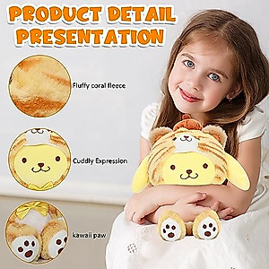 10 Inch Cute Pom Pom Purin Plush Toys, Cartoon Stuffed Animals Pillow Doll, Cute Anime Plush Figure Plushies Toy Perfect Birthday Party Favor Gifts for Children Girls Boys Fans