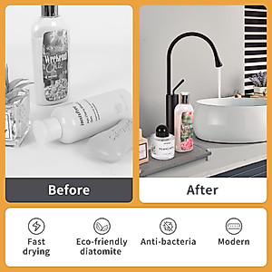 Water Absorbing Stone Tray for Sink, Stone Drying Mat for Kitchen Counter, Diatomite Tray Used for Hand Soaps & Plants & toiletries in The Modern Home, Fast Drying Sink Caddy(Grey)