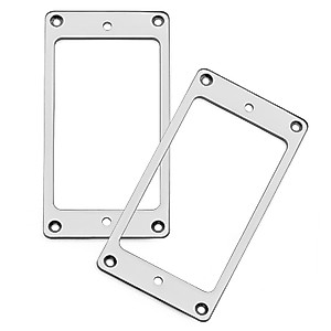 MAXCHEER 2PCS Metal Iron Flat Humbucker Pickup Ring for Electric Guitar Replacement (Chrome)