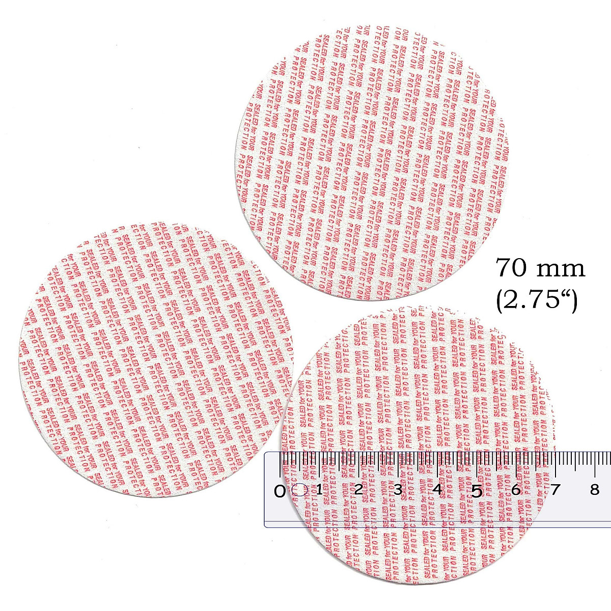 Pressure Sensitive Torque Activated Cap Seals Liners -100 PCS - for Regular Mouth Glass & Plastic Ball Mason Canning Jars - No Induction Sealer Needed - 70 mm (2.75") Made in USA