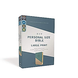 NIV, Personal Size Bible, Large Print, Leathersoft, Teal/Gold, Red Letter, Comfort Print