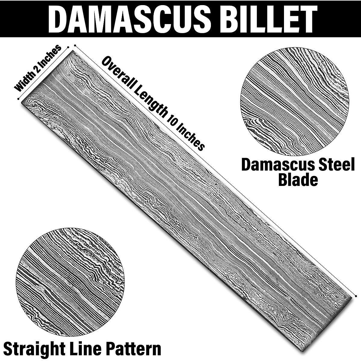 Handmade billet damascus steel billet Custom Hand Forged Damascus Steel Straight Line Billet for Knife Making