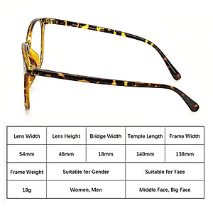 Reading Glasses Anti Blue Light Blocking Reader Oversized Frame for Women Men for Mid Big Face Anti Eyestains Tortoise +2.25