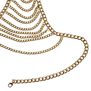 Salliy Boho Body Chain Bra Gold Sexy Rhinestone Bikini Bra Body Halter Backless Sequins Chain Bra Beach Body Accessories Jewelry for Women (Gold Bra + Skirt)