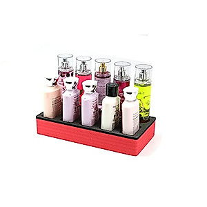 Polar Whale 2 Lotion and Body Spray Stand Organizers Tray Red Black Durable Foam Washable Waterproof Insert for Home Bathroom Bedroom Office 12 x 6 x 2 Inches 10 Slots 2pc Pair Set