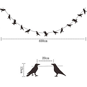 2 Pcs Halloween Crows Banners Hanging Paper Garlands For Theme Party Favors Yard Haunted House Decoration
