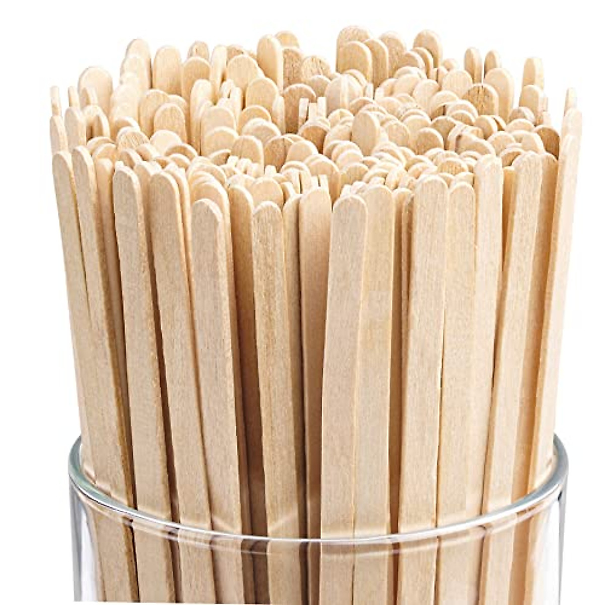 Wood Coffee Stirrers Stir Sticks - 500 Biodegradable Disposable Wooden Beverage Mixer with Round Ends, Made with Natural Birch Wood, Eco-Friendly BPA Free Swizzle Drinks Sticks (7.5 Inch 500 Count)